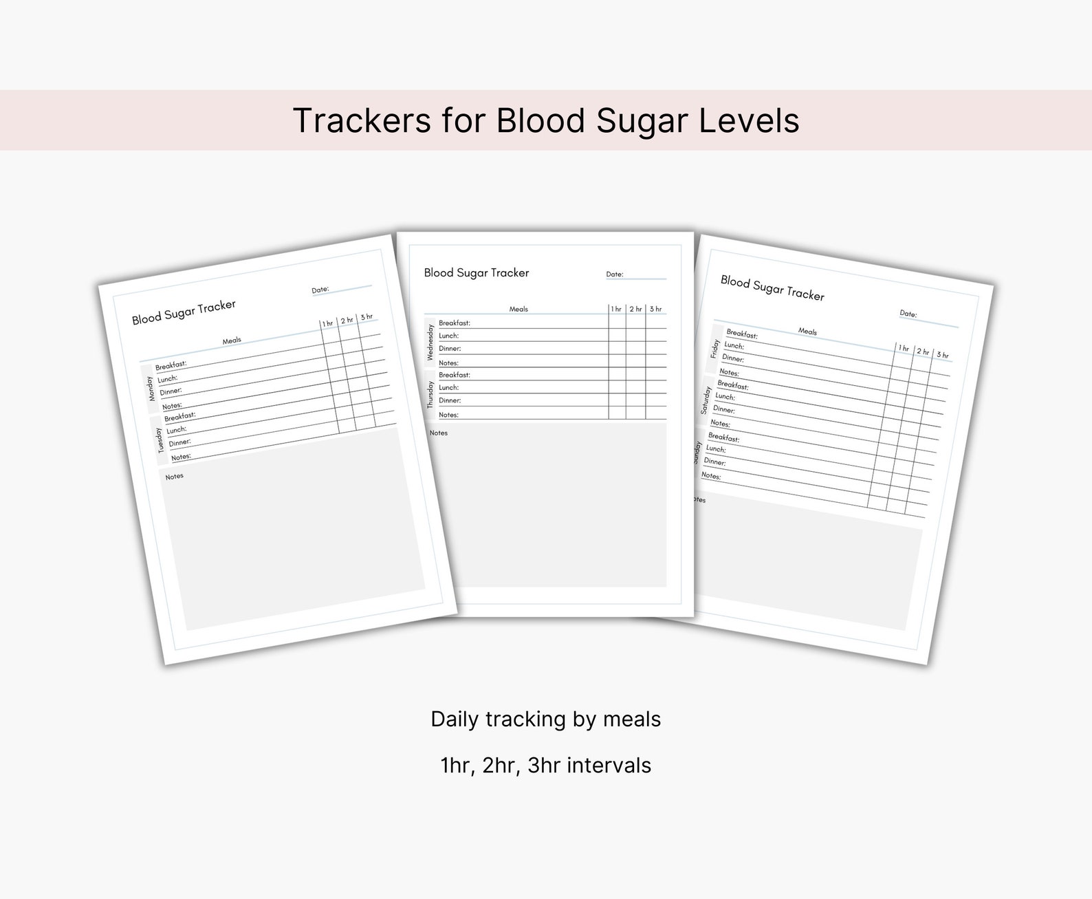 Blood Sugar Log, Printable Diabetes Planner, Medication Tracker, Health ...
