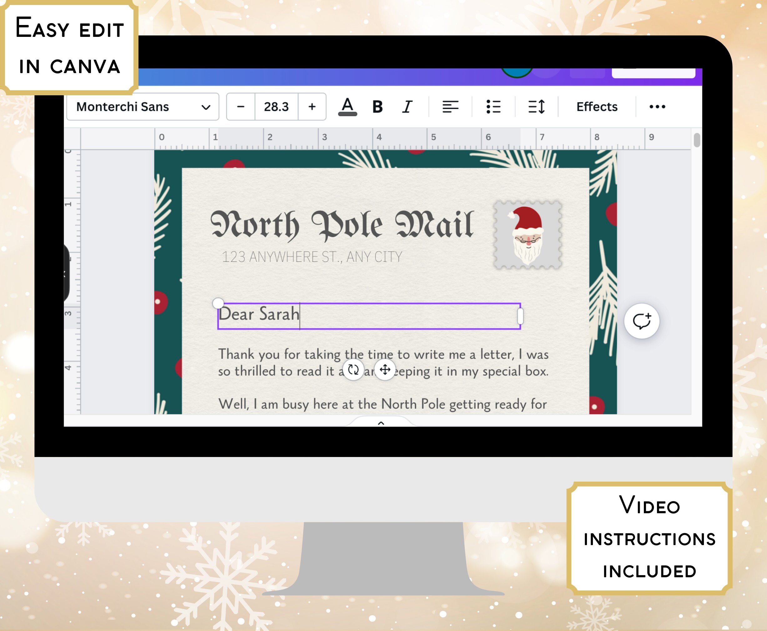 Letter From Santa, Editable Personalized Letter From Santa Claus ...