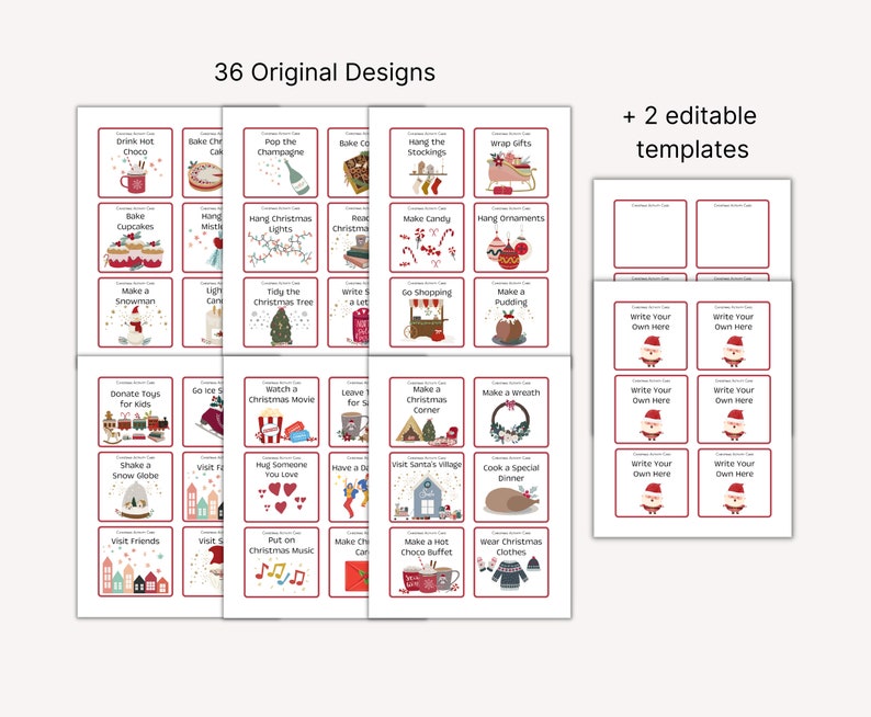 Editable Advent Calendar Activity Cards | Christmas Countdown | 36 ...