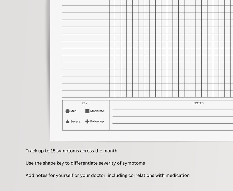 Symptom Tracker Printable, Monthly IBS Symptom Log, Chronic Pain ...