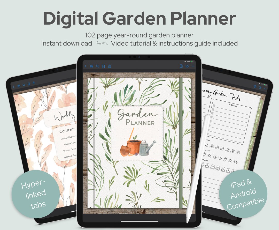 Digital Garden Planner, Gardening Journal Notebook, Plant Planner ...