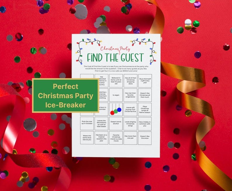 Find the Guest Bingo, Find the Guest, Find the Guest Christmas ...