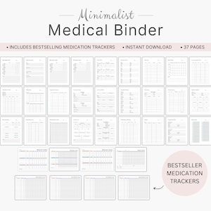 Medical Binder Printable, Medication Tracker Bundle, Blood Pressure Log ...
