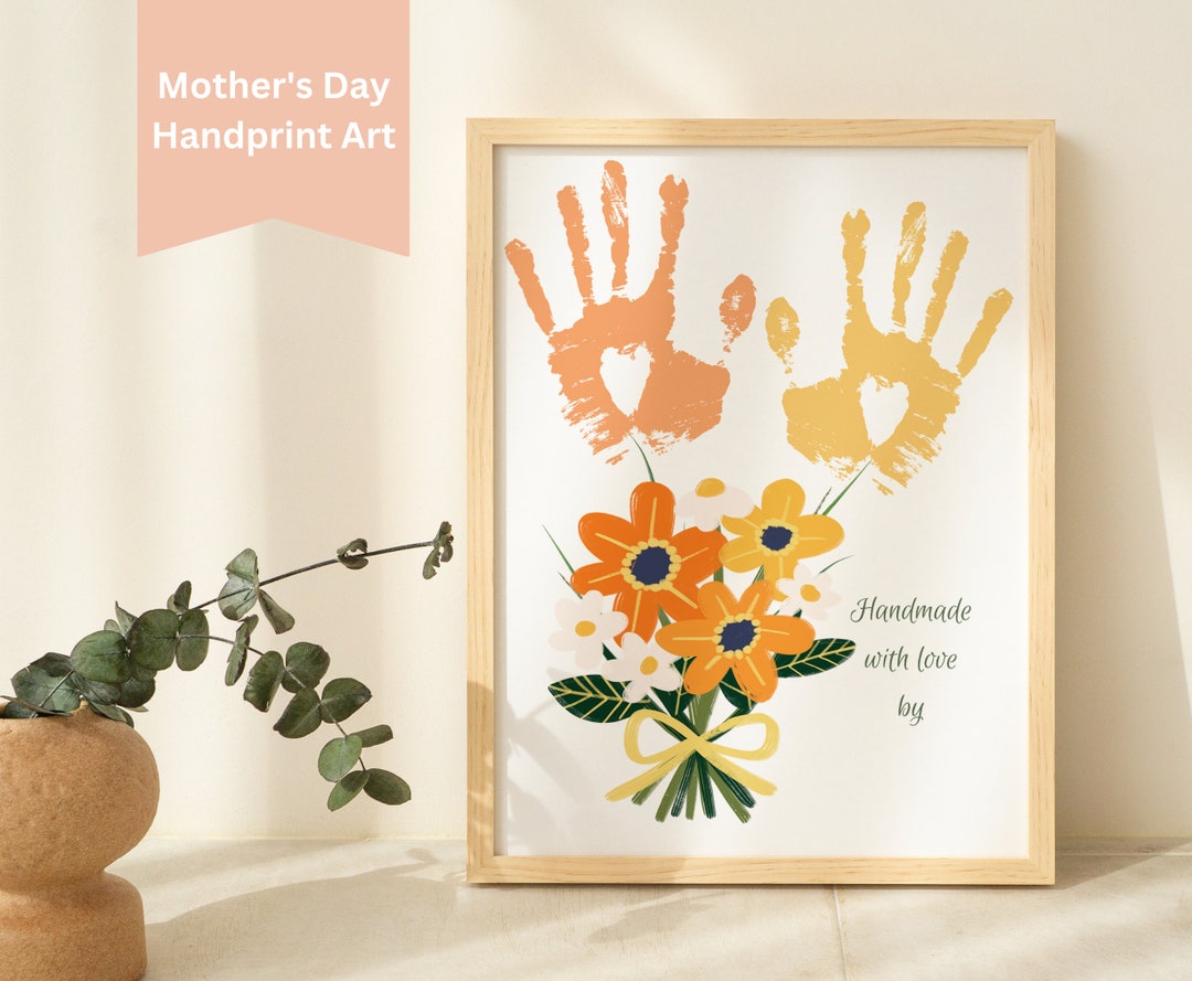 Printable Handprint Art for Mom, 1st Mothers Day Gift, DIY Craft for ...