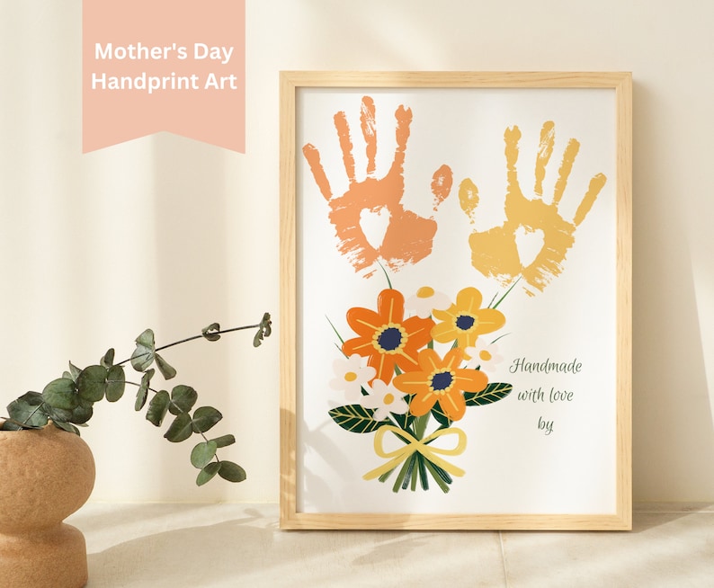Printable Handprint Art for Mom, 1st Mothers Day Gift, DIY Craft for ...
