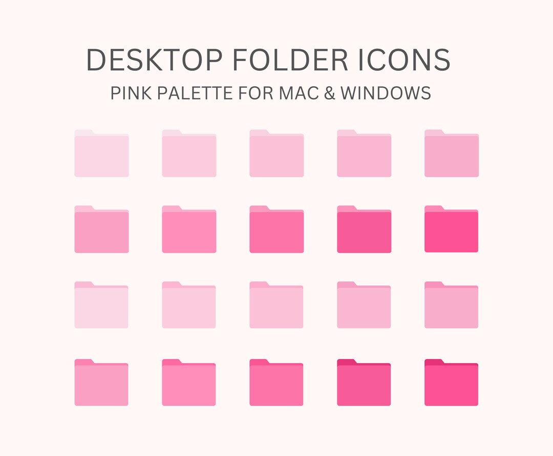 Desktop Folder Icons for Mac and Windows, Mac Folder Icons, Pink ...