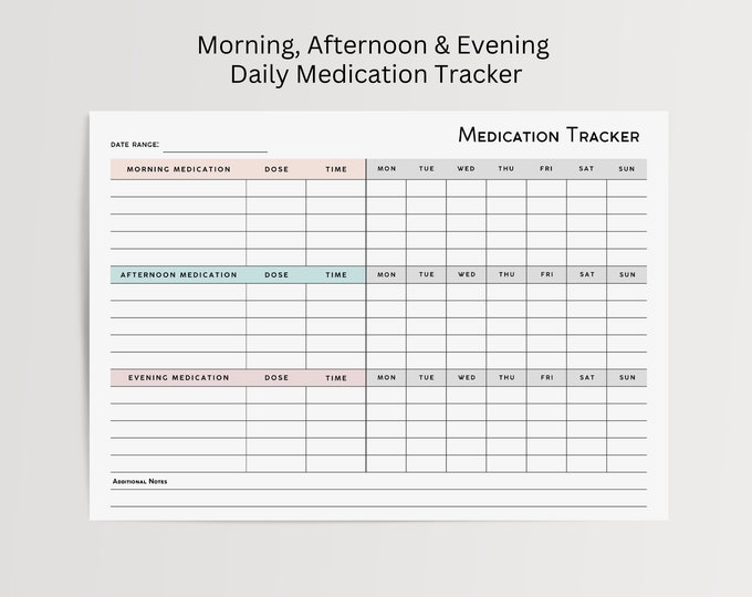 Medication Tracker, Printable Medicine Log for Nurses & Carers ...