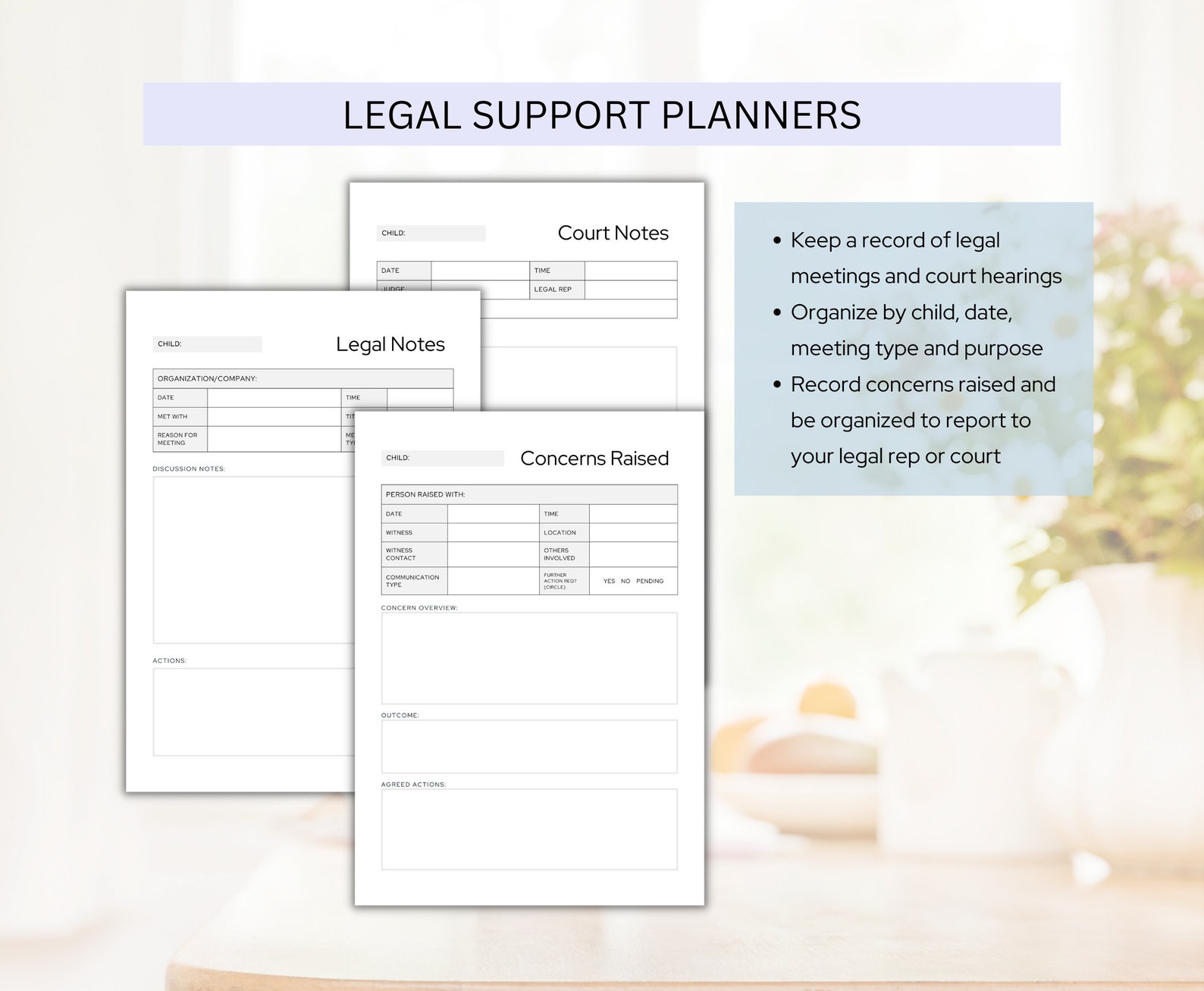 Custody Planner, Child Custody Binder, Single Parent Organizer, Court ...