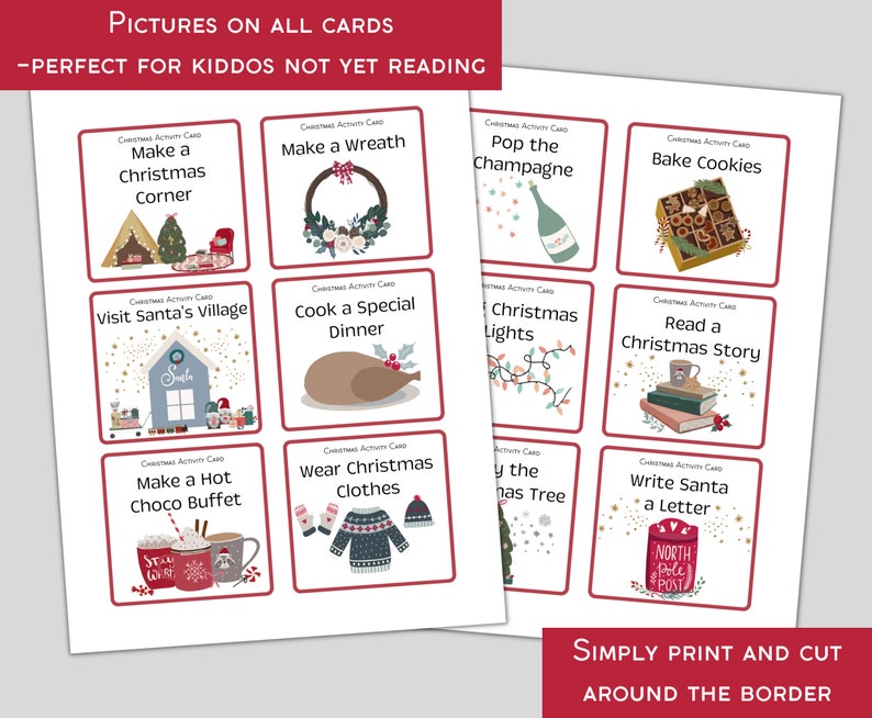 Editable Advent Calendar Activity Cards Christmas Countdown - Etsy