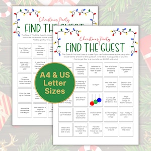 Find the Guest Bingo, Find the Guest, Find the Guest Christmas ...