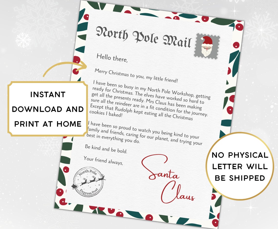 Letter From Santa, Santa Letter, Father Christmas Letter, From the Desk ...