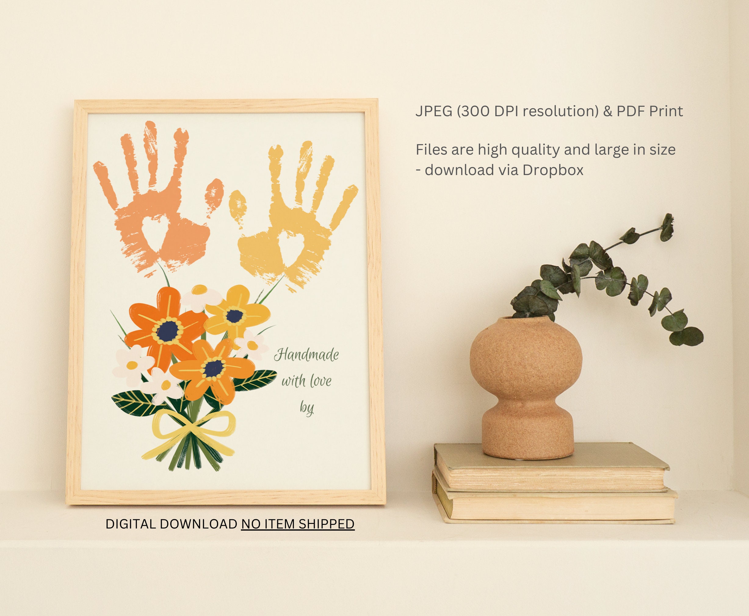 Printable Handprint Art for Mom, 1st Mothers Day Gift, DIY Craft for ...