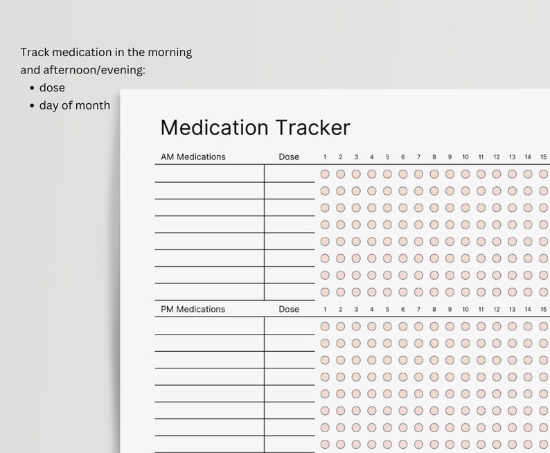 Medication Tracker Template, Minimalist Medication Log, Printable Medicine List Monthly, Daily ...