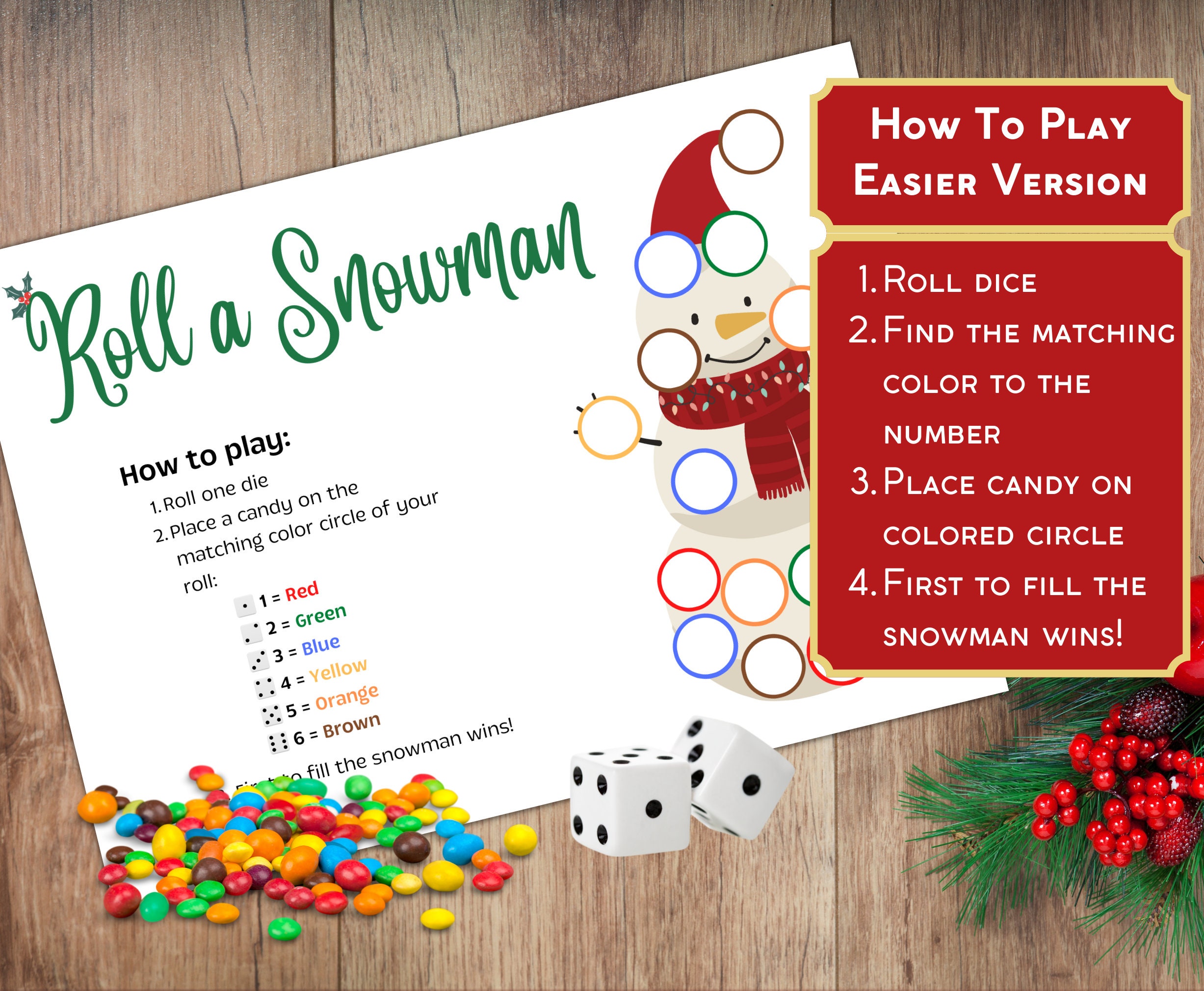 Roll a Snowman Candy Dice Game, Christmas Games for Kids, Candy Dice ...