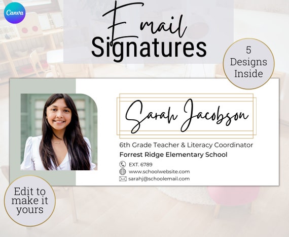 Email Signature Teacher Easy to Edit Template - Etsy