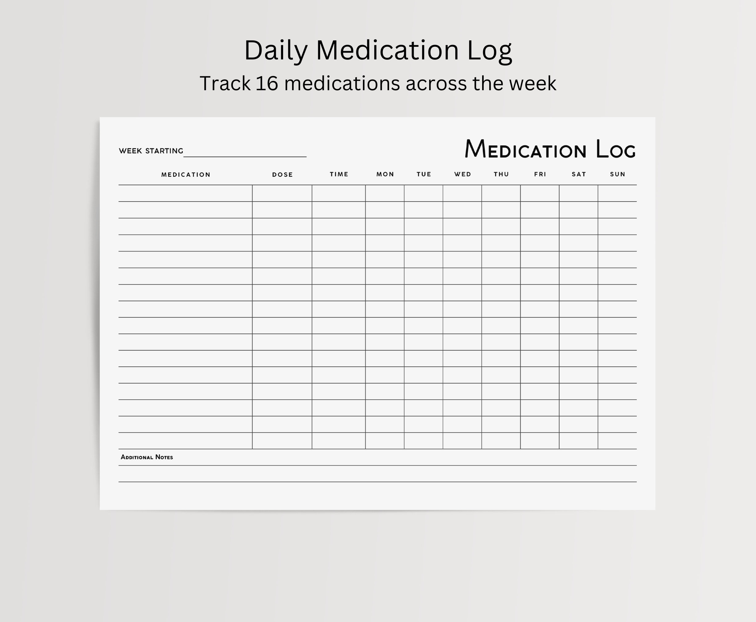 Minimalist Medication Tracker, Daily Medication Log, Medication List ...