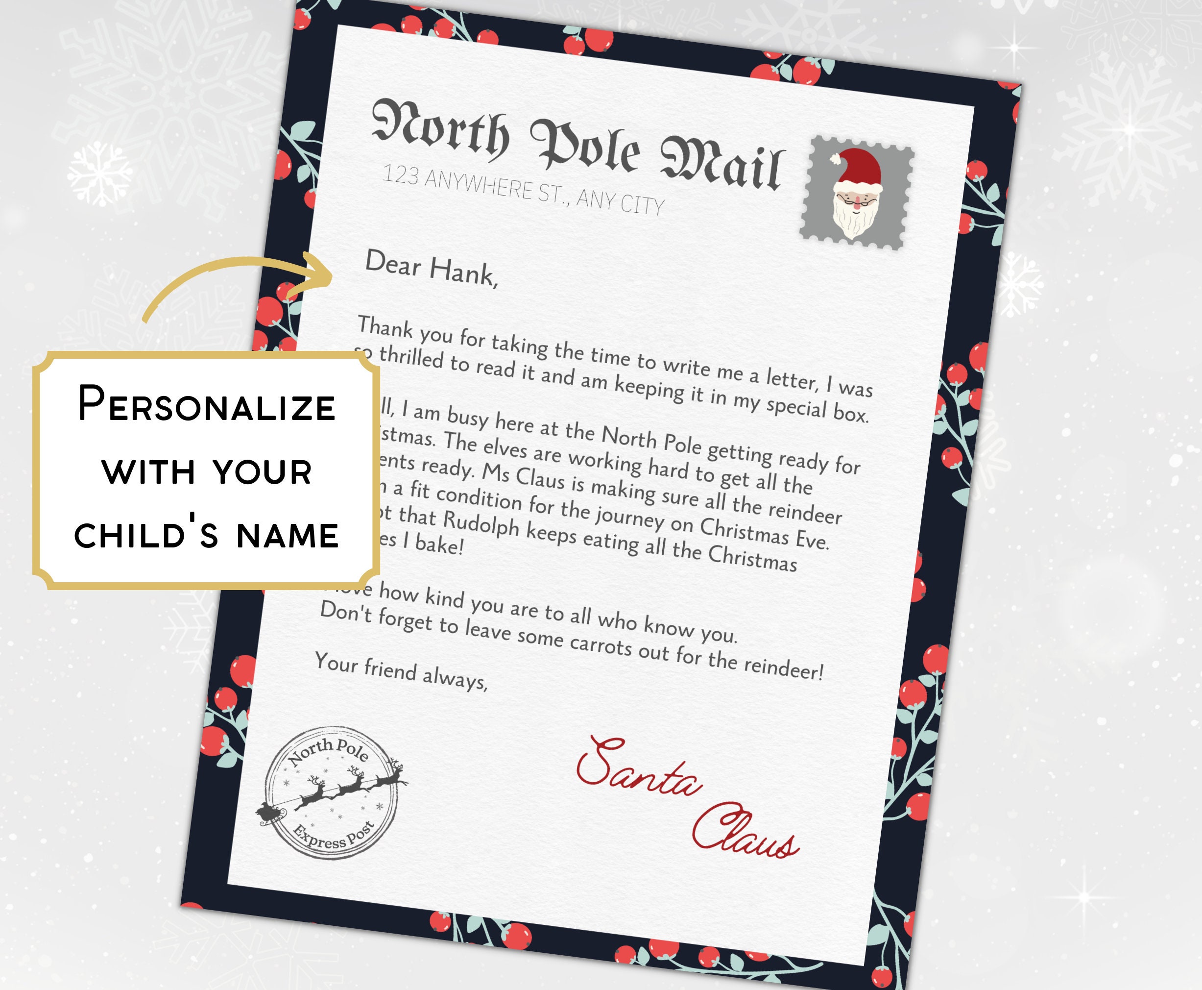 Editable Letter From Santa, Santa Letter, North Pole Letter, From the ...