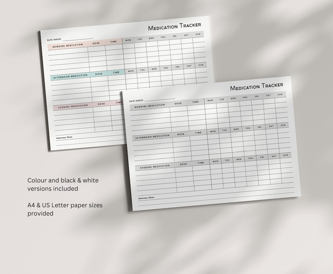 Medication Tracker, Printable Medicine Log for Nurses & Carers ...