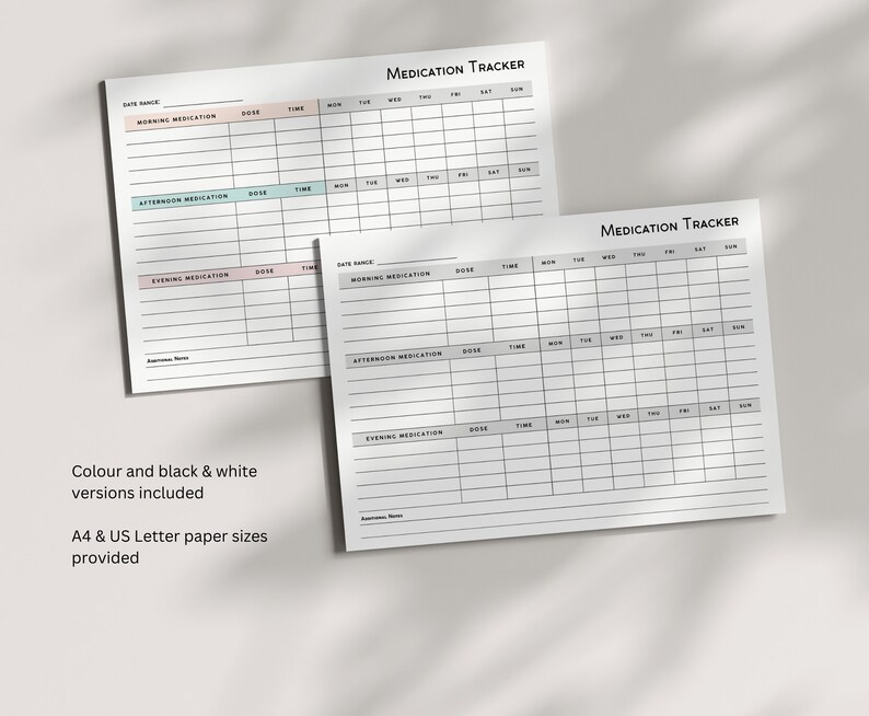 Medication Tracker, Printable Medicine Log for Nurses & Carers ...