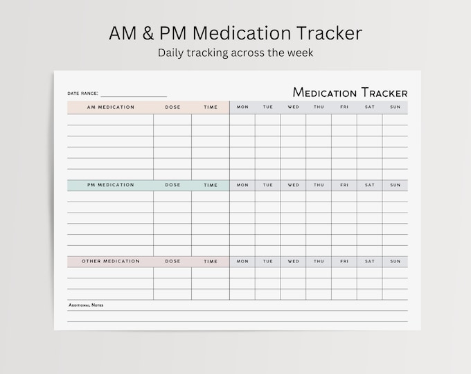 Medication Tracker Minimalist, Injection Log, Medication Log ...