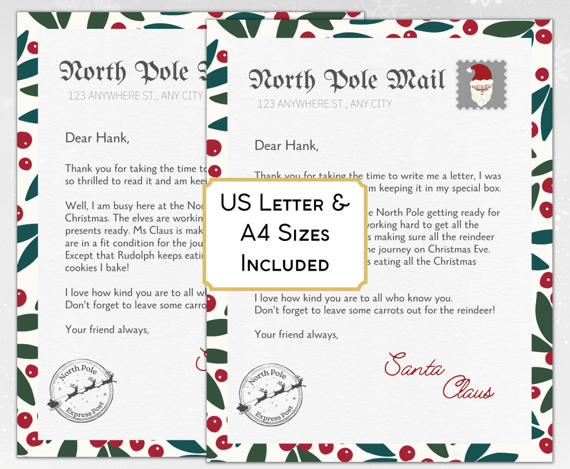 Editable Letter From Santa, Santa Letter, North Pole Letter, From the ...