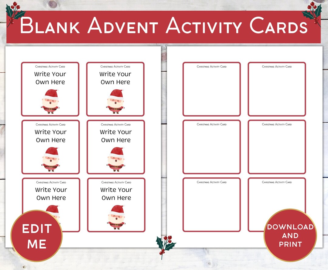 Advent Calendar Activity Cards for Kids Advent Calendar - Etsy