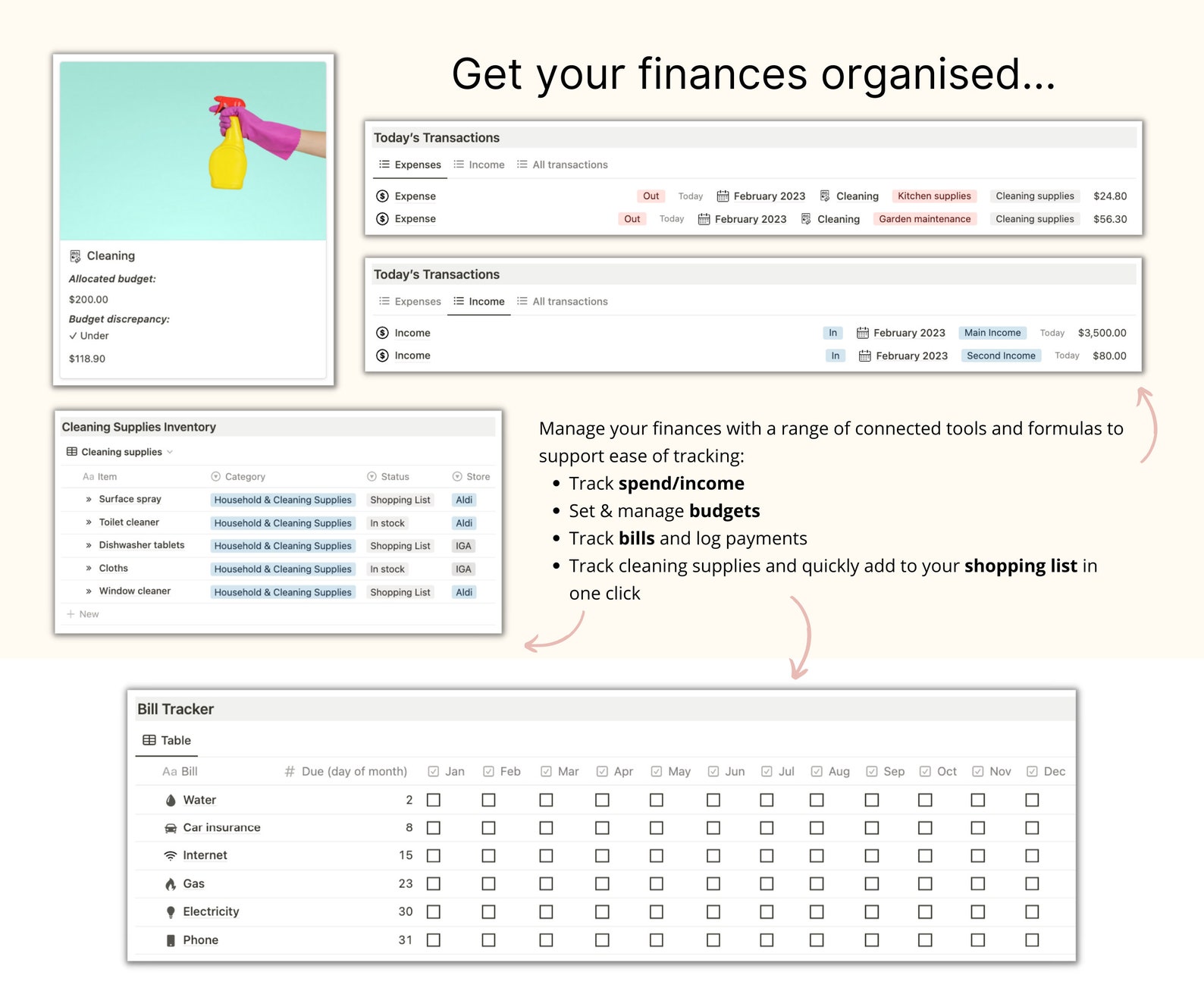 Notion Cleaning Planner, Notion Template Cleaning Schedule, ADHD Notion ...