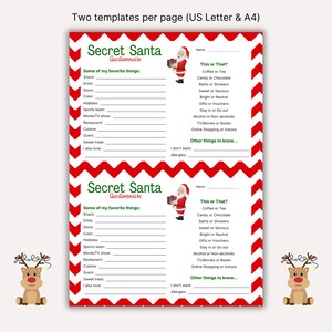 Secret Santa Questionnaire, Gift Exchange, White Elephant, Office Party ...