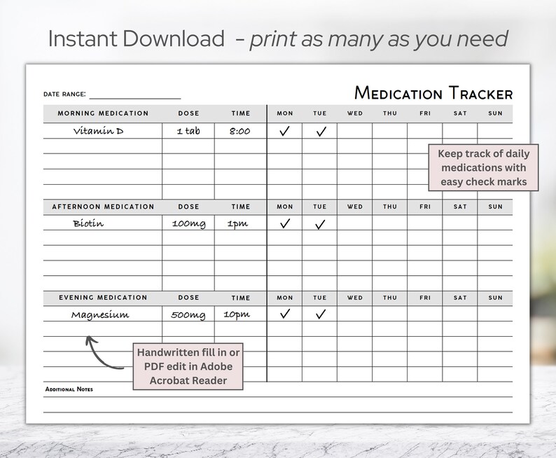 Minimalist Medication Tracker Bundle, Printable Medication Log ...