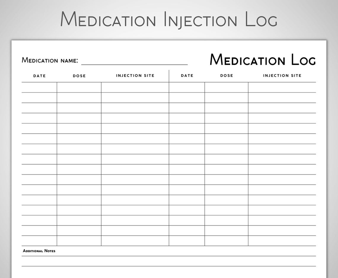 Medication Tracker Minimalist, Injection Log, Medication Log ...