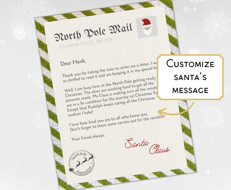 Editable Letter From Santa | Official Santa Approved North Pole Mail ...