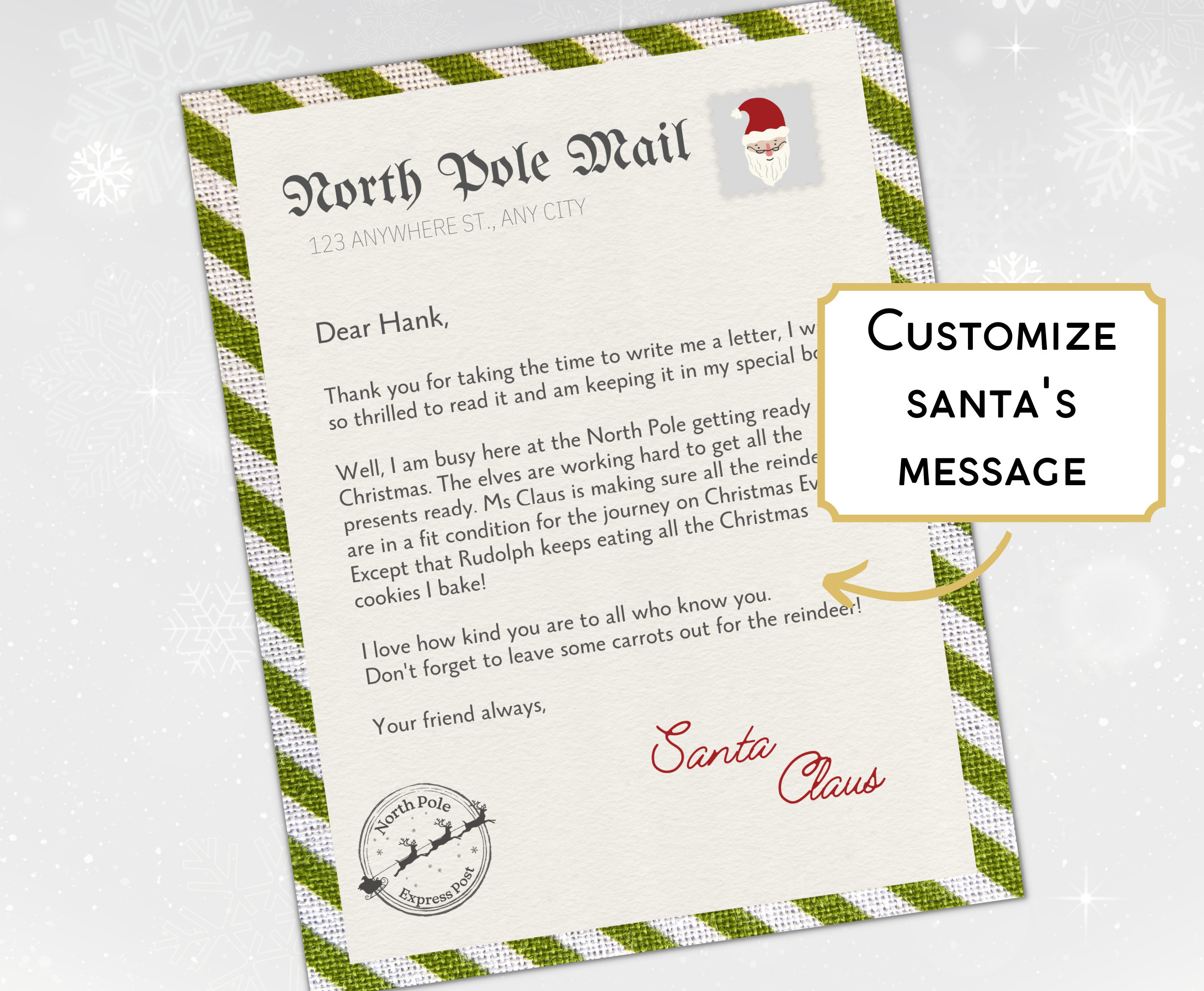 Editable Letter From Santa | Official Santa Approved North Pole Mail ...