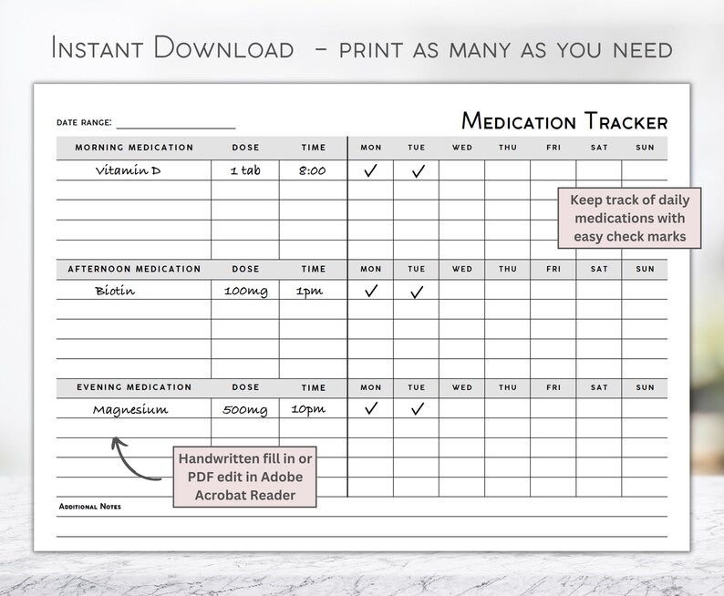 Medication Tracker Printable Medicine Log for Nurses & - Etsy UK