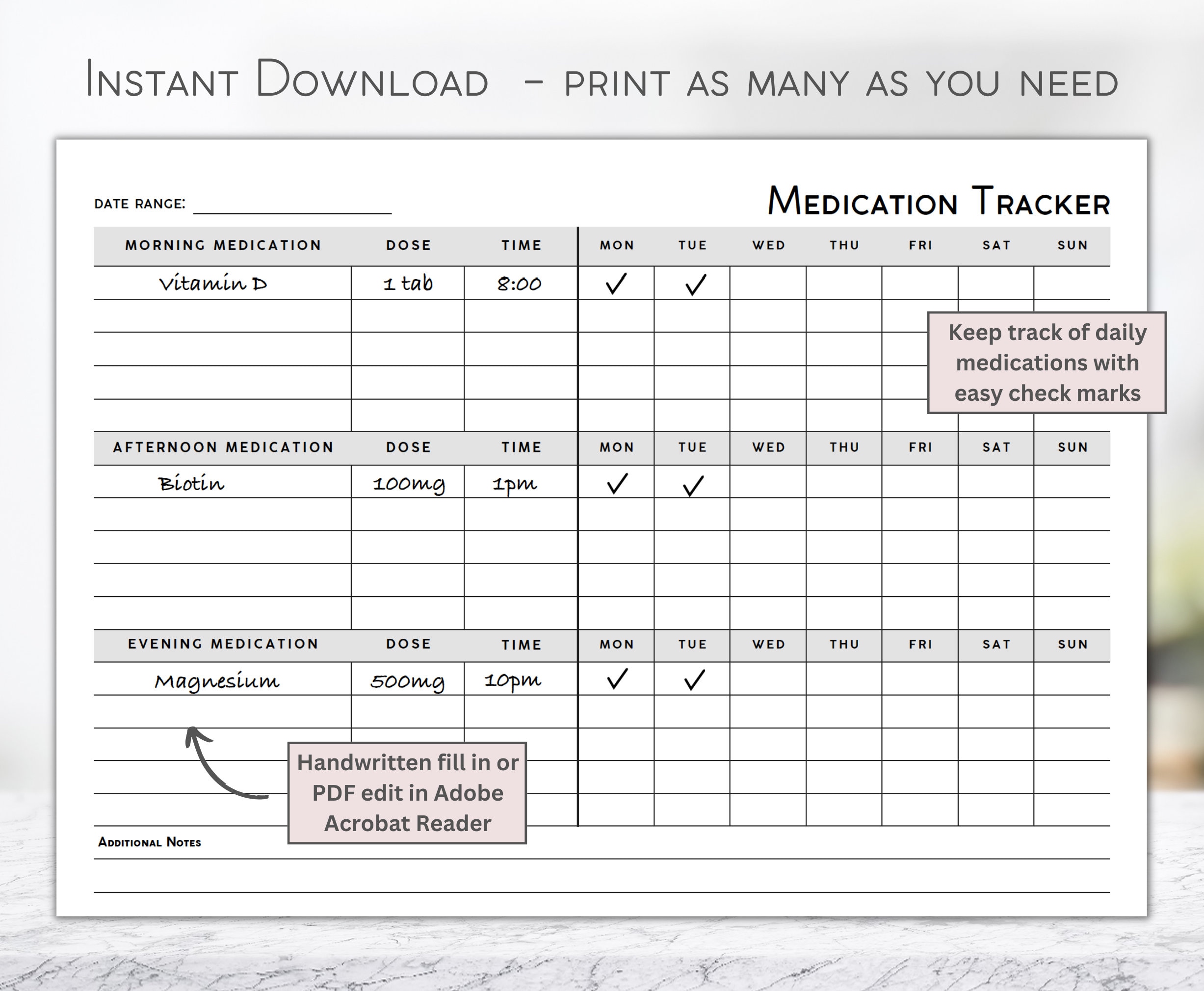 Medication Tracker Printable Medicine Log for Nurses & - Etsy UK