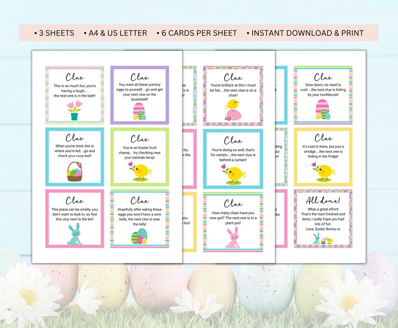 Easter Scavenger Hunt for Kids, Egg Hunt Clue Cards for Young Kids ...