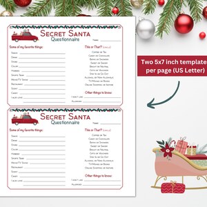 Secret Santa Questionnaire Gift Exchange White Elephant - Etsy