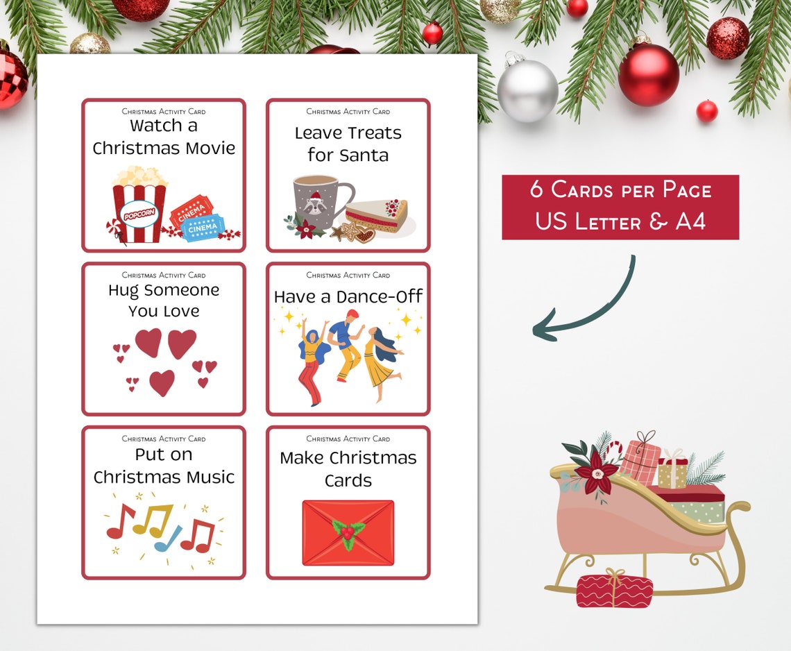 Editable Advent Calendar Activity Cards Christmas Countdown - Etsy