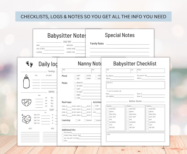 Babysitter Planner, Babysitter Guide & Information, Babysitter Binder ...