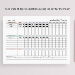 Monthly Medication Tracker, Minimalist Medication Log, Daily Medication ...