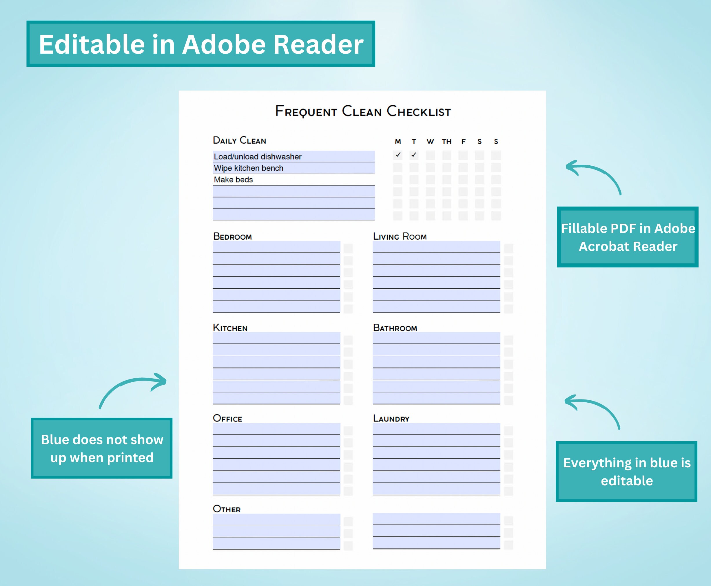 Cleaning Checklist Printable, Stay at Home Mom Planner Pages, Declutter ...