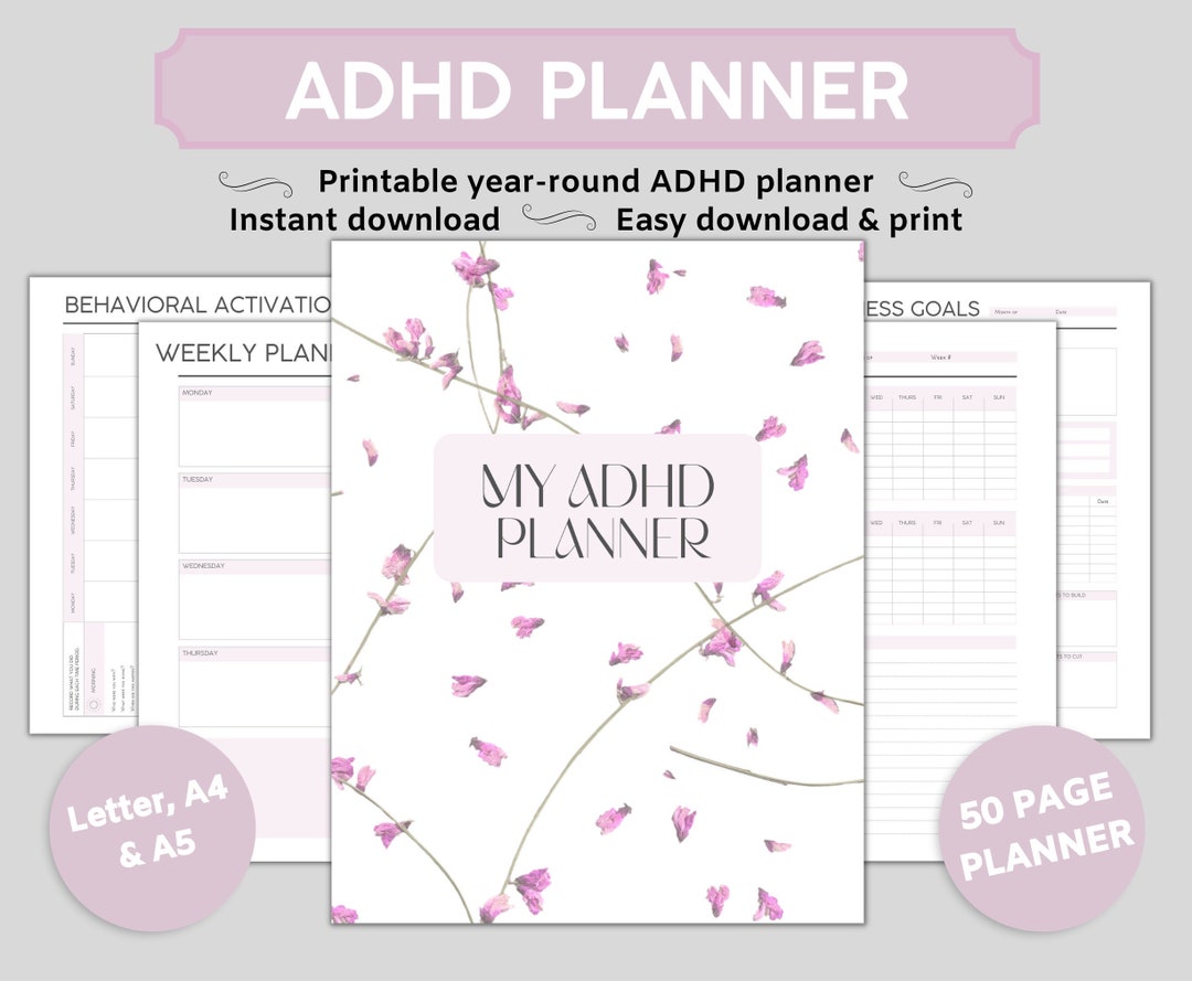 Printable ADHD Planner, ADHD Daily Planner, Easy Download & Print, ADHD ...