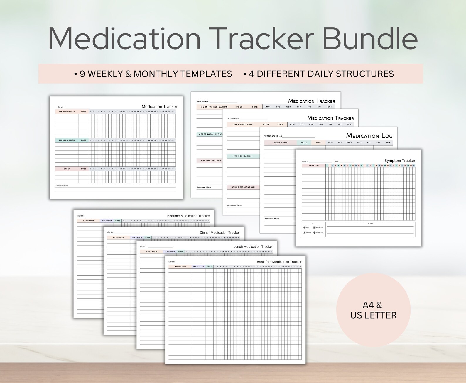 Medication Tracker Bundle, Monthly Medication Chart, Printable Medicine ...