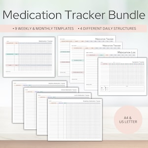 Medication Tracker Bundle, Monthly Medication Chart, Printable Medicine ...