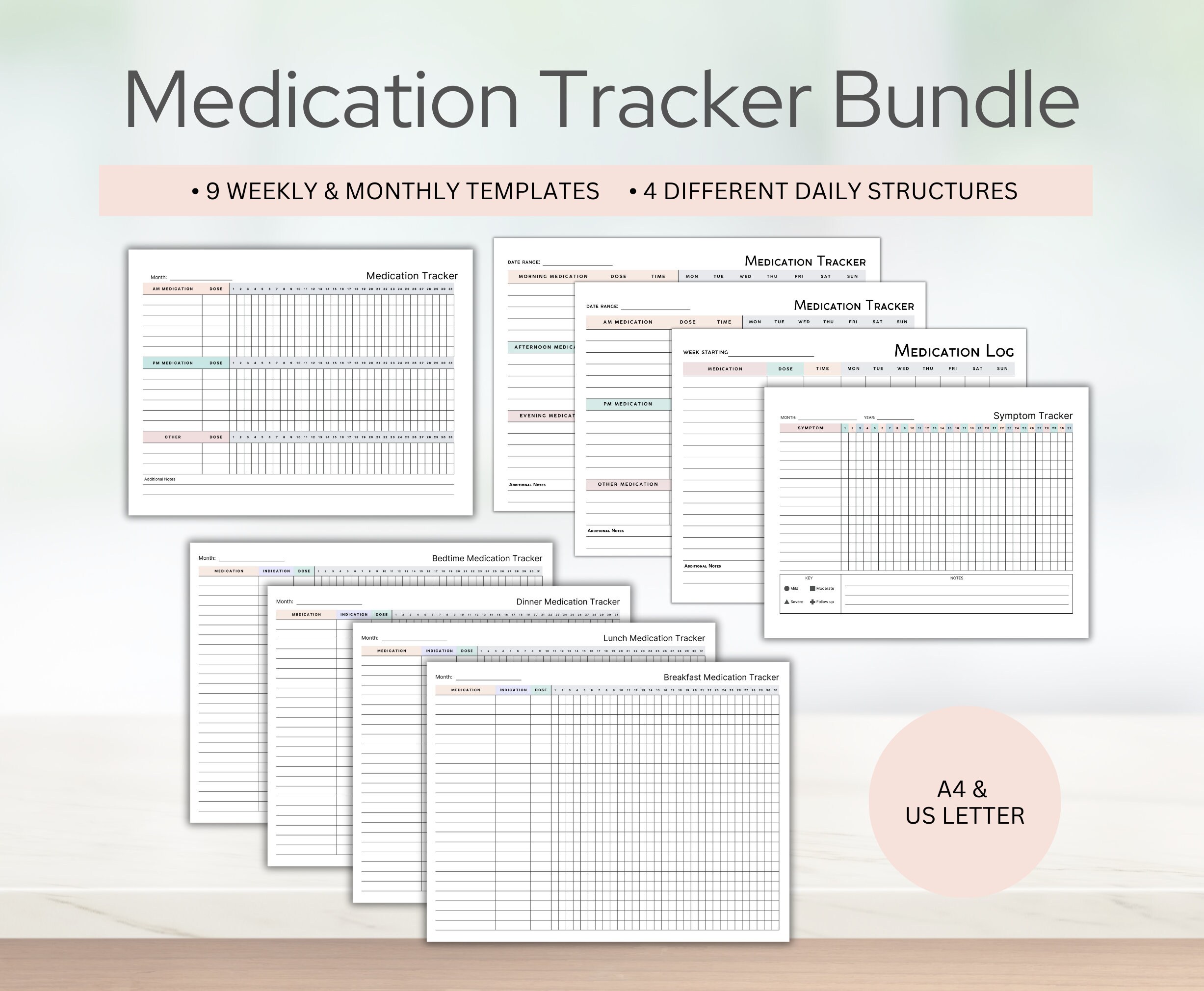 Medication Tracker Bundle, Monthly Medication Chart, Printable Medicine ...