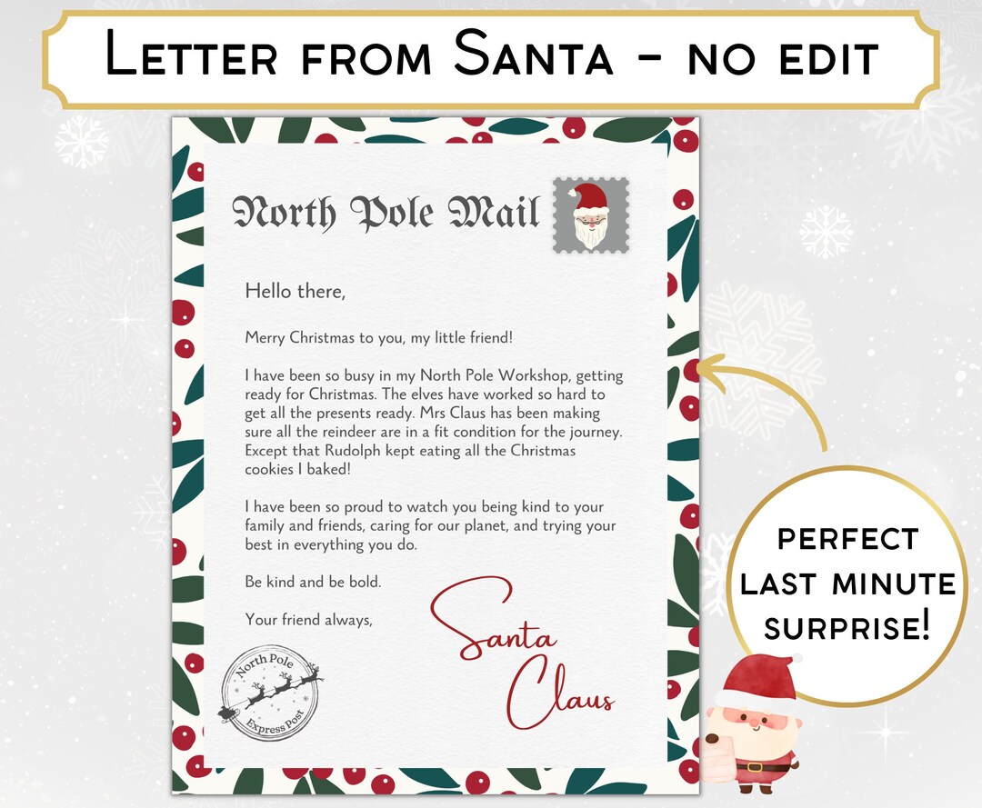 Letter From Santa, Santa Letter, Father Christmas Letter, From the Desk ...
