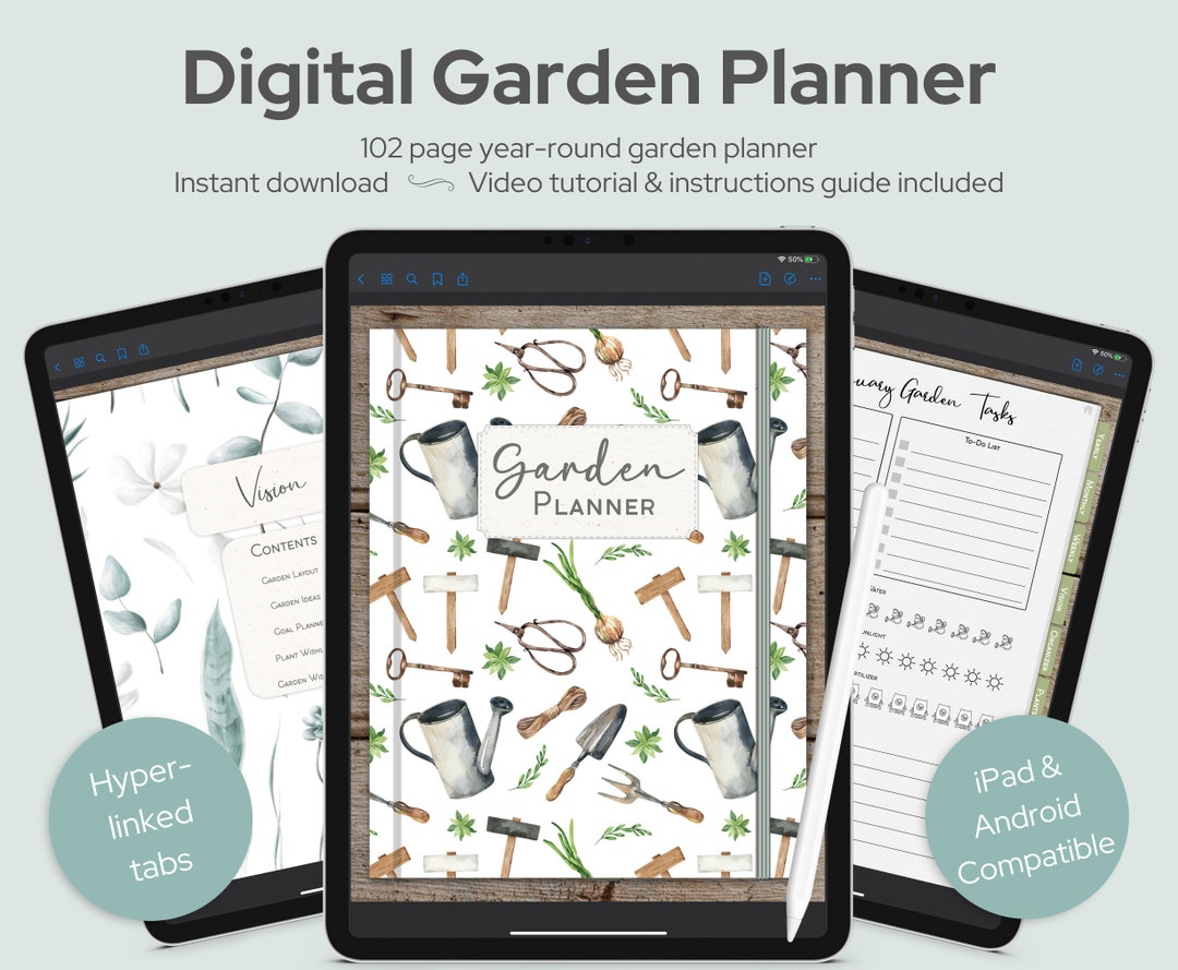 Garden Planner and Log Book, Digital Gardening Journal, Plant Planner ...