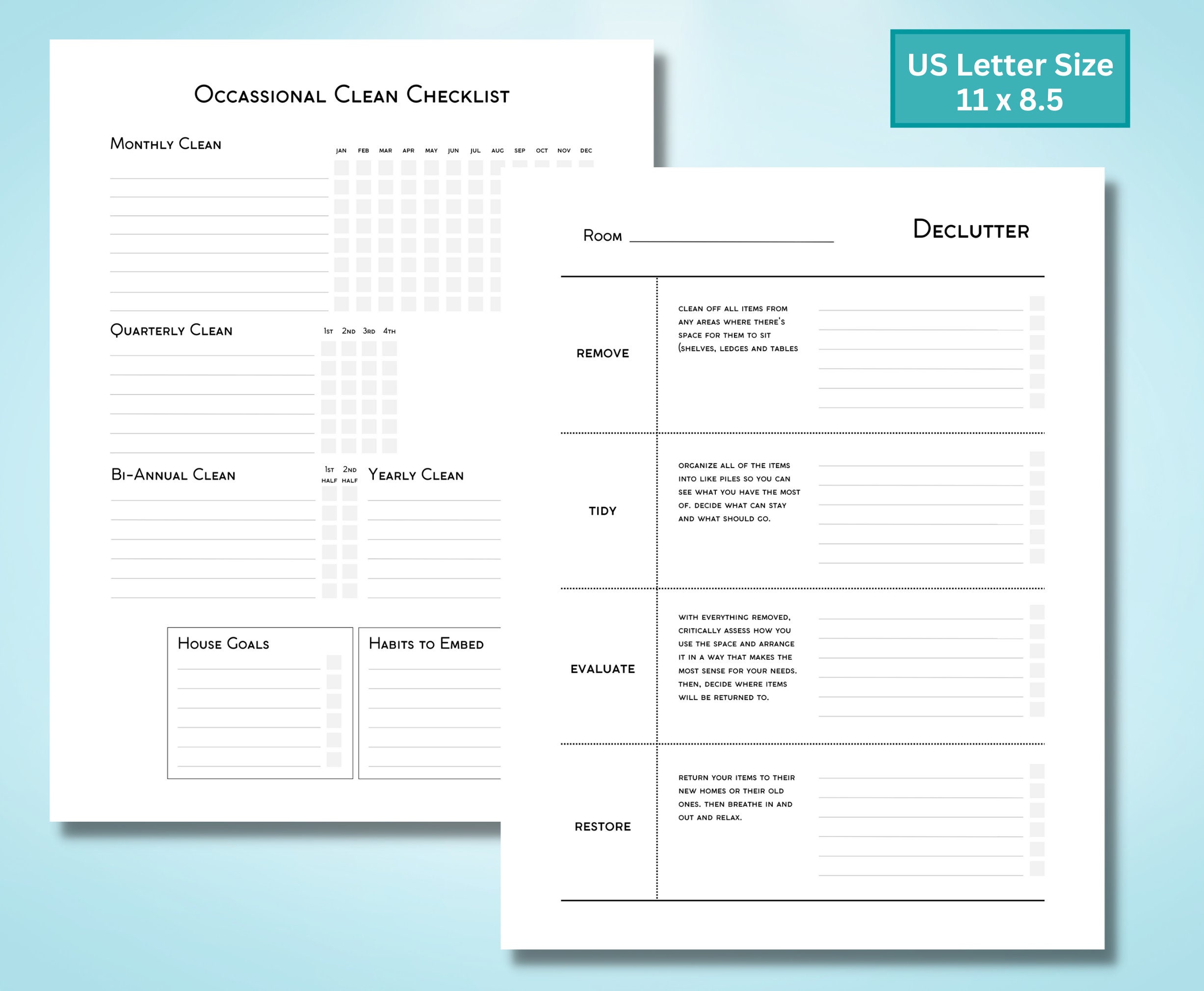 Cleaning Checklist Printable, Stay at Home Mom Planner Pages, Declutter ...