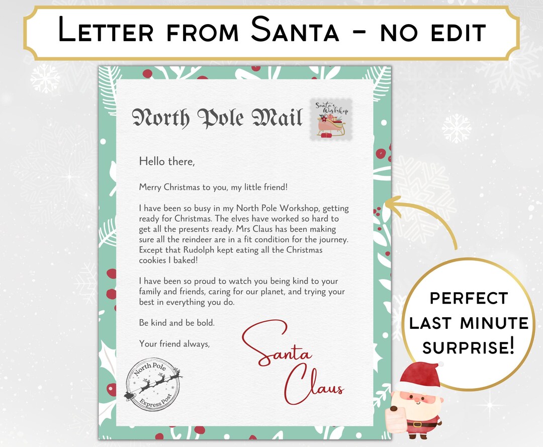 Father Christmas Letter, Letter From Santa, Santa Letter, Christmas ...