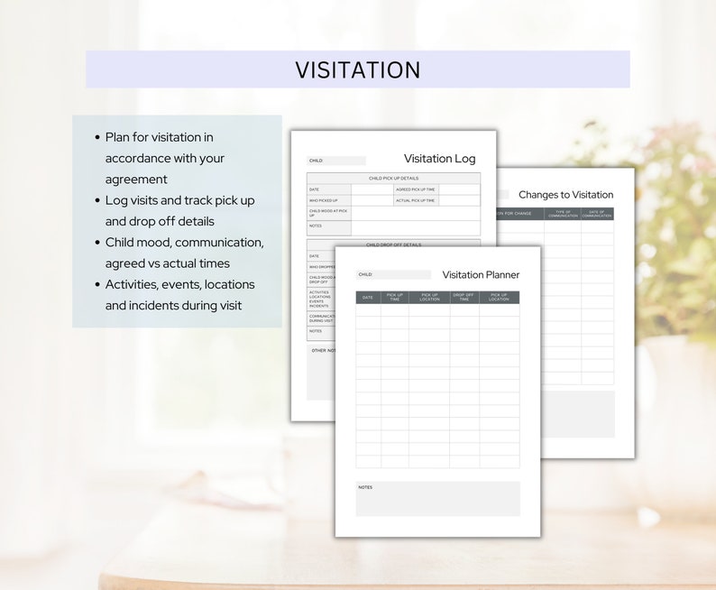 Custody Planner, Child Custody Binder, Single Parent Organizer, Court ...