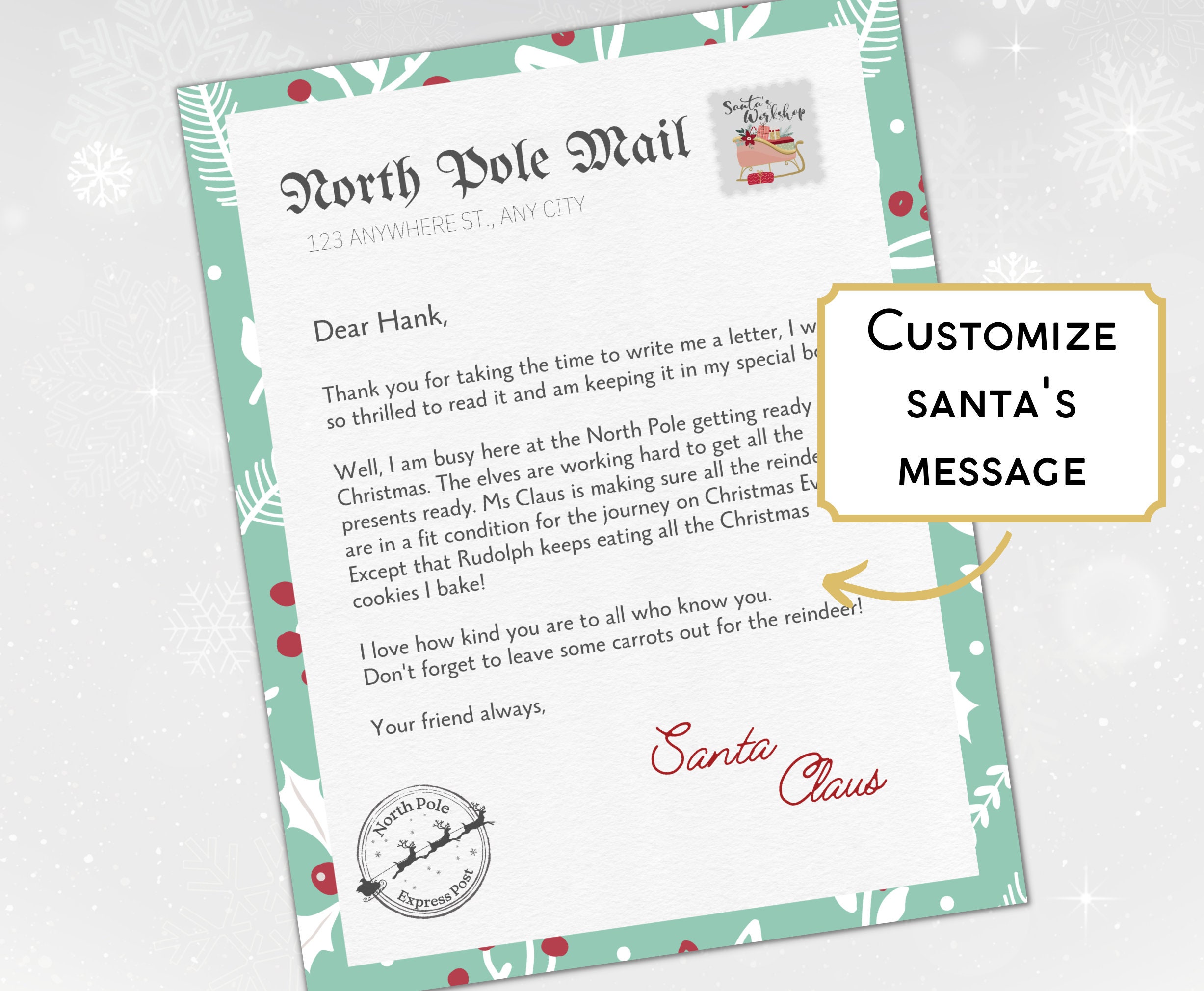Printable Letter From Santa for Kids, Letter From Santa Claus, Letter ...